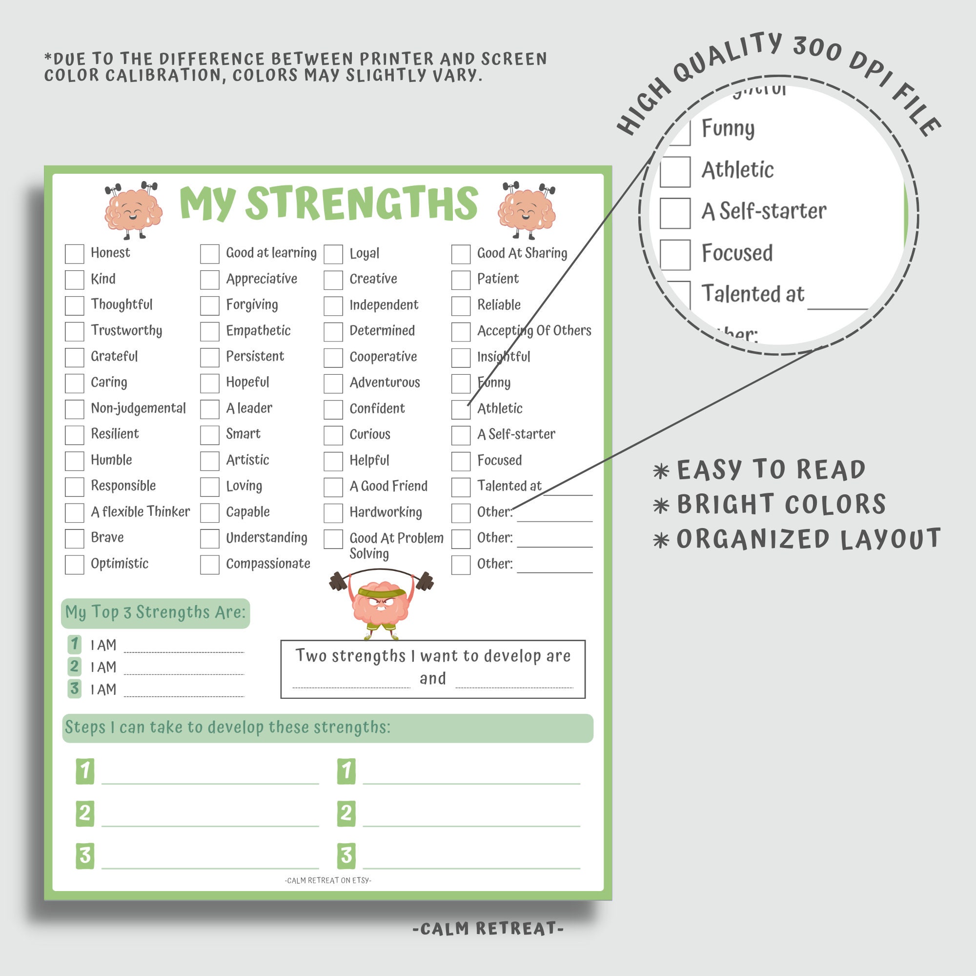 My Strengths Self-esteem Fillable Worksheet Kids Teens Mental Health ...