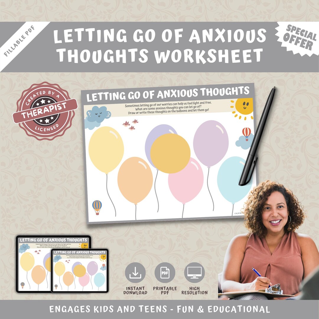 Anxiety Worksheet: Letting Go of Anxious Thoughts (digital Download) - Etsy