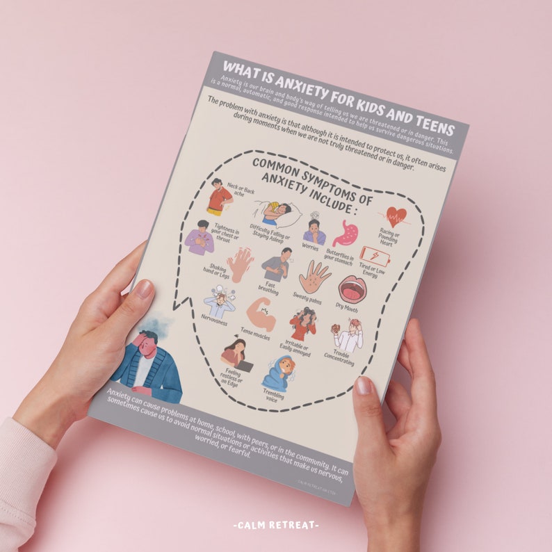 Anxiety Symptoms Handout for Kids & Teens: Mental Health Awareness ...
