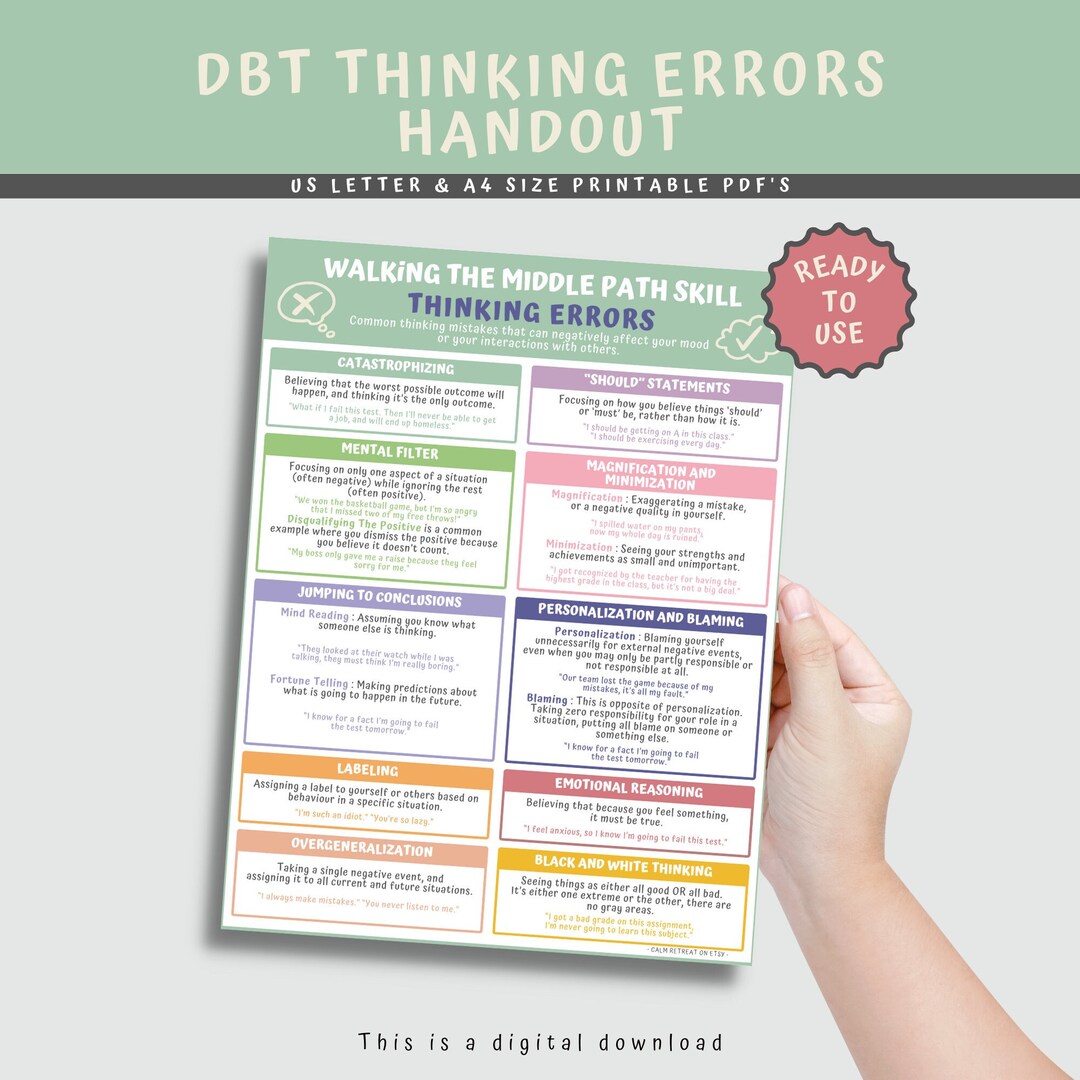 Walking the Middle Path DBT Skill, DBT Thinking Errors Handout ...