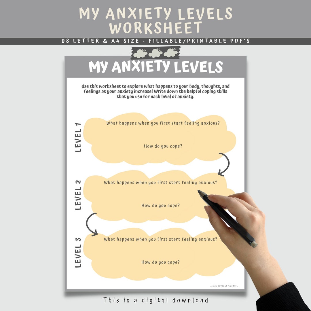 My Anxiety Levels Worksheet for Kids and Teens, Anxiety Resource ...