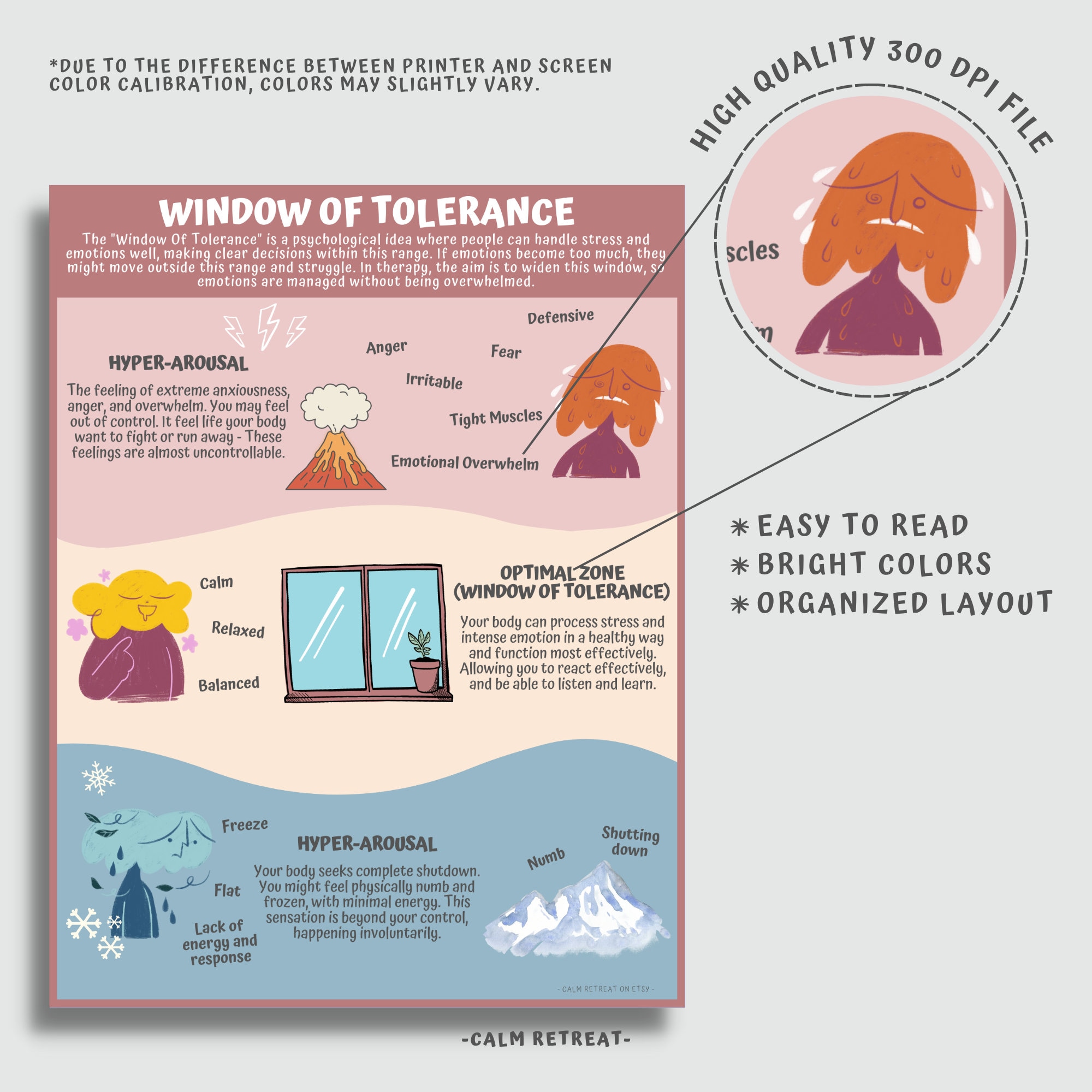 Window of Tolerance, Adult Worksheets, Trauma Therapy, Arousal States ...