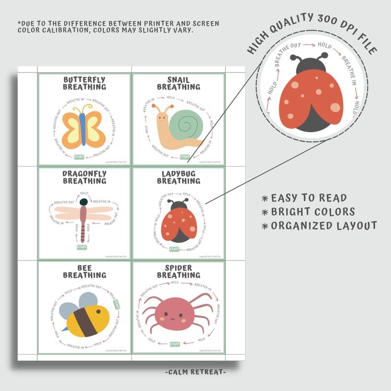 Bug Mindful Breathing Cards: Kids Calming Strategies (digital Download ...