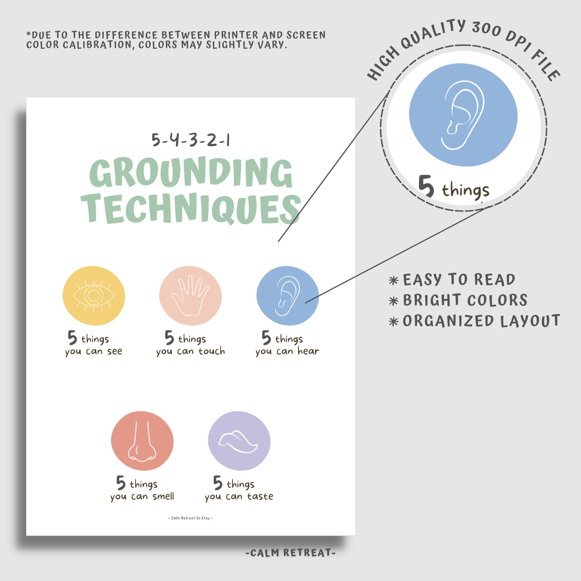 Grounding Technique Poster Coping Skills Poster Social - Etsy