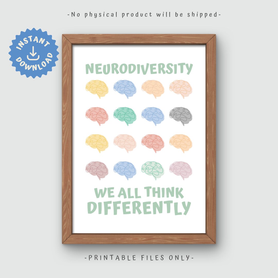 Neurodiversity Wall Poster, We All Think Differently, Embrace ...
