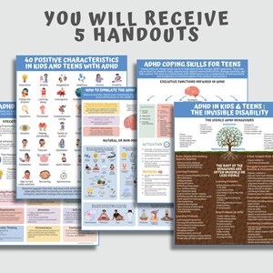 5 ADHD Printable Handout Bundle for Kids & Teens, Child Therapy Posters ...
