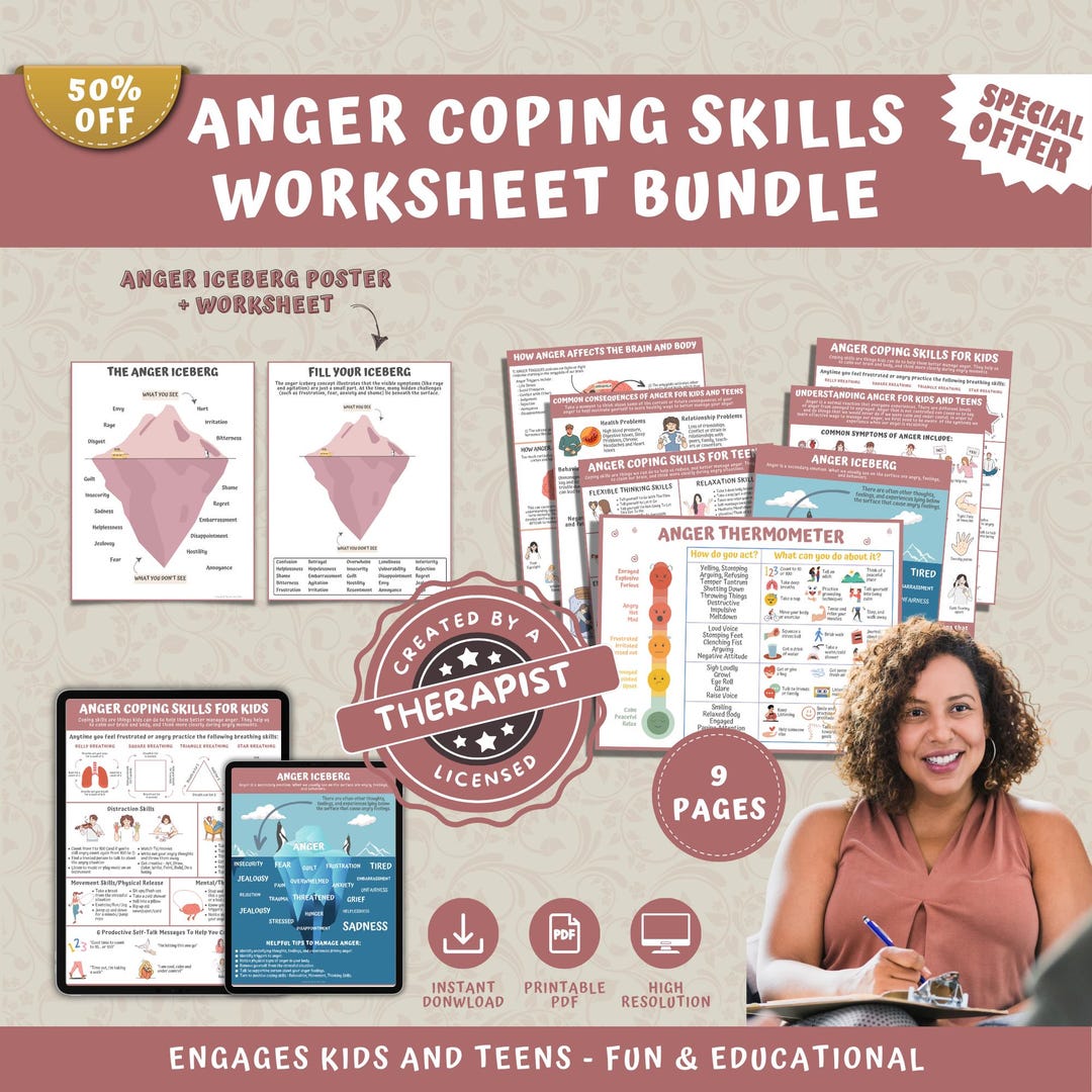 Anger Management Skills Handout: Coping Strategies for Kids & Teens ...