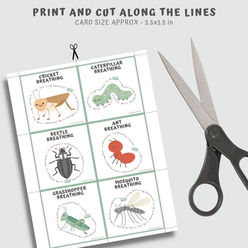 Bug Mindful Breathing Cards: Kids Calming Strategies (digital Download ...