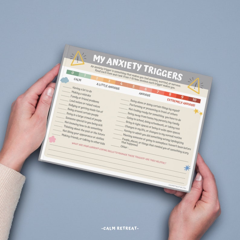 Anxiety Triggers Fillable Worksheet Kids Children With Anxiety Scale ...