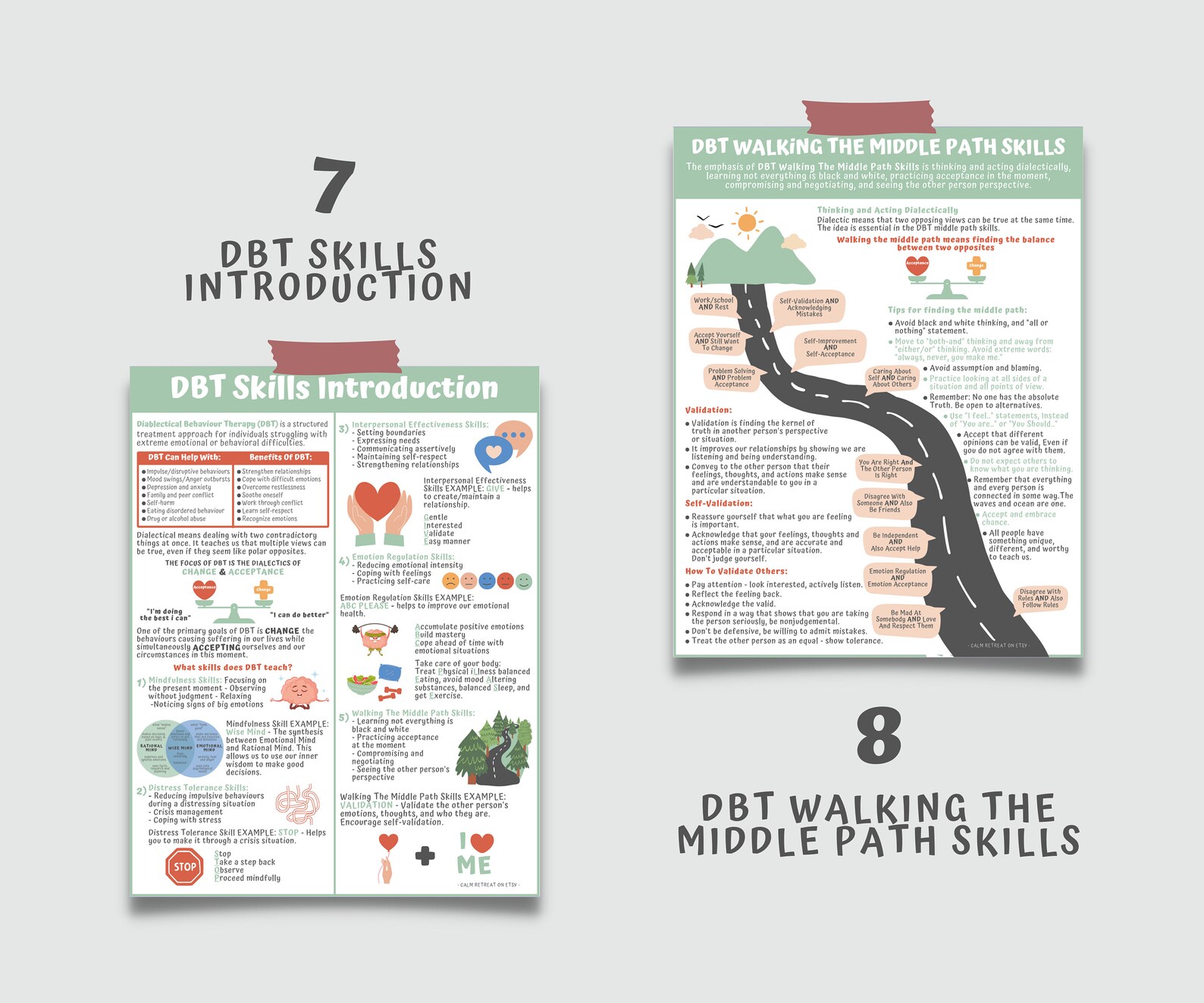 DBT Coping Skills Bundle, Dialectical Behavior Therapy, Trauma ...