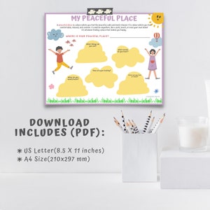 Coping Skills Worksheets for Kids, My Peaceful Place Worksheet, SEL ...