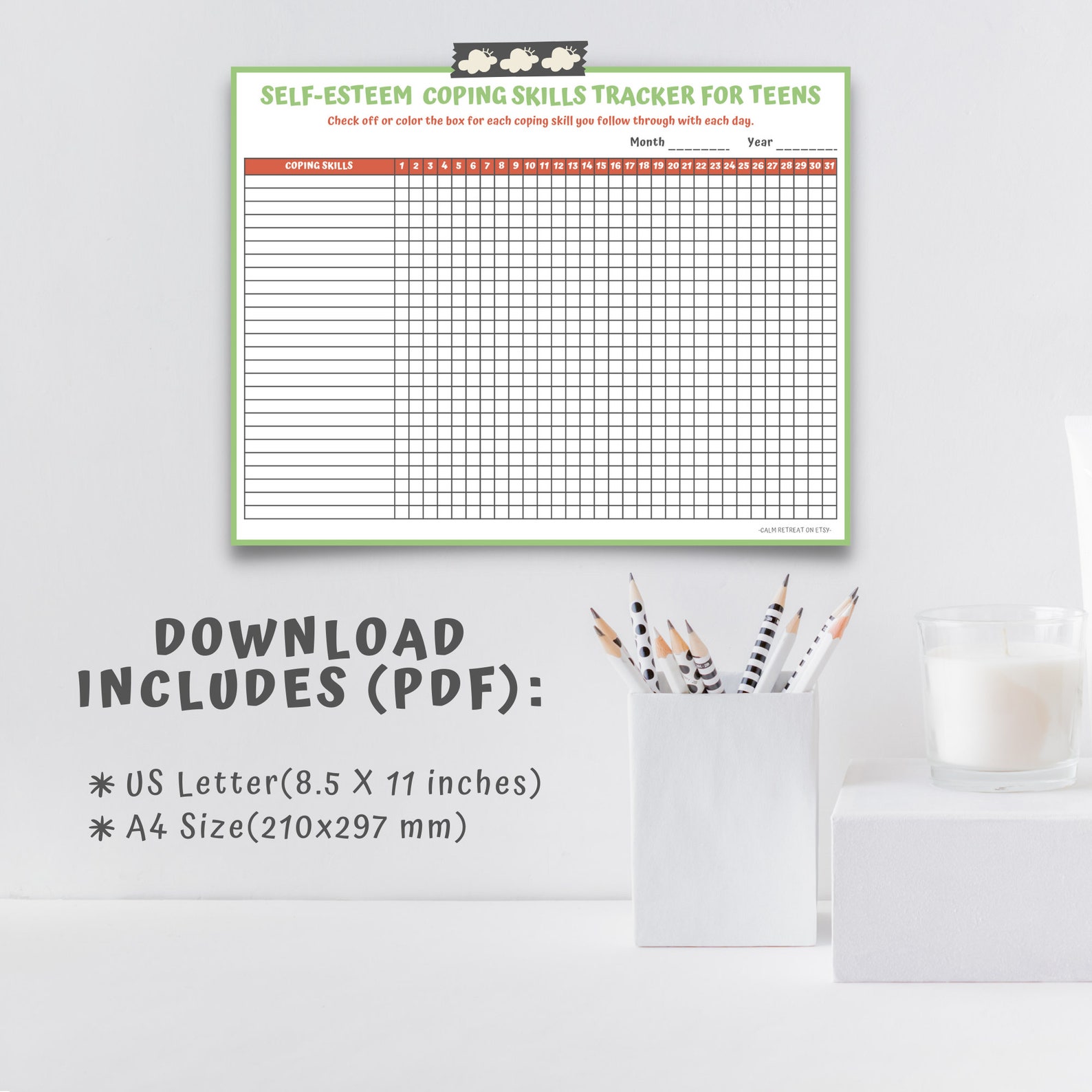 Coping Skills Tracker for Teens, Worksheet for Kids Teens, Growth ...