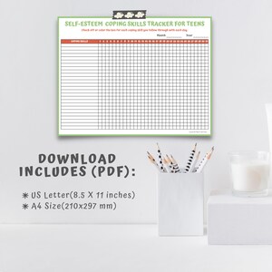 Coping Skills Tracker for Teens, Worksheet for Kids Teens, Growth ...
