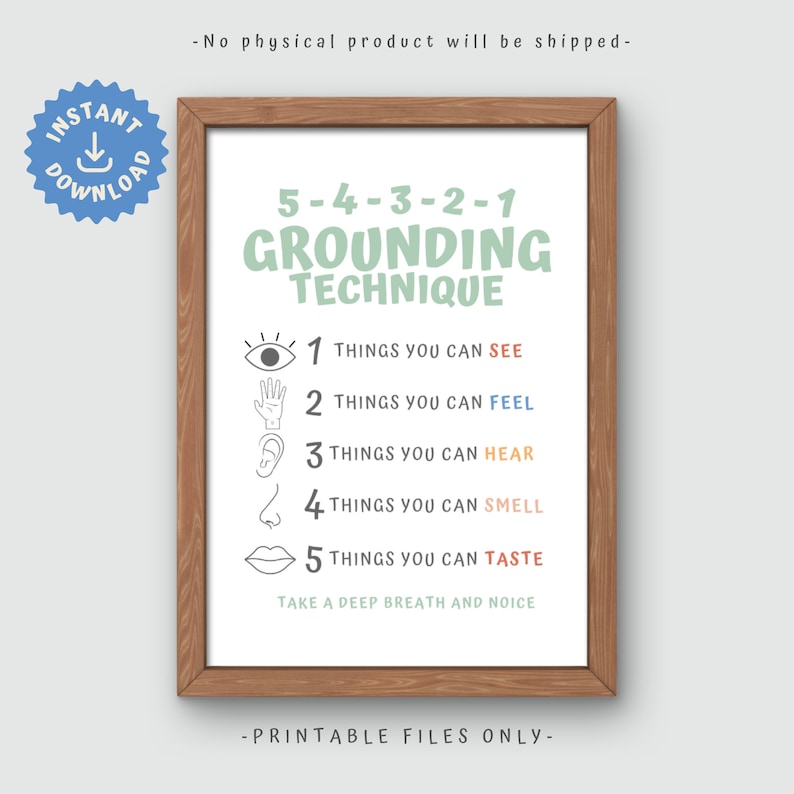 Grounding Technique Poster, Calming Strategies Poster, School ...