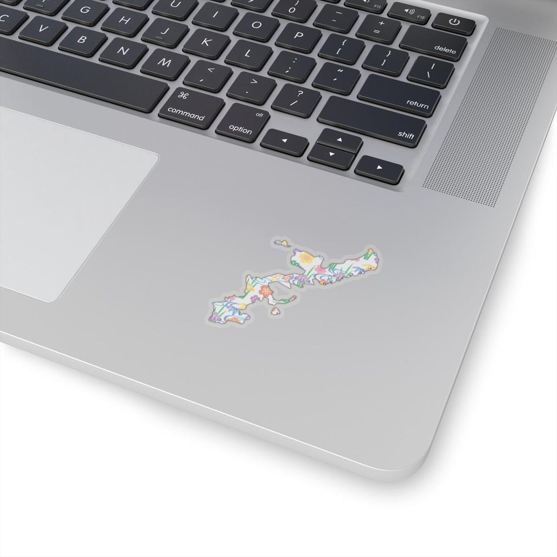 Okinawa Island Outline With Bingata Print Inlay Vinyl Sticker - Laptop ...