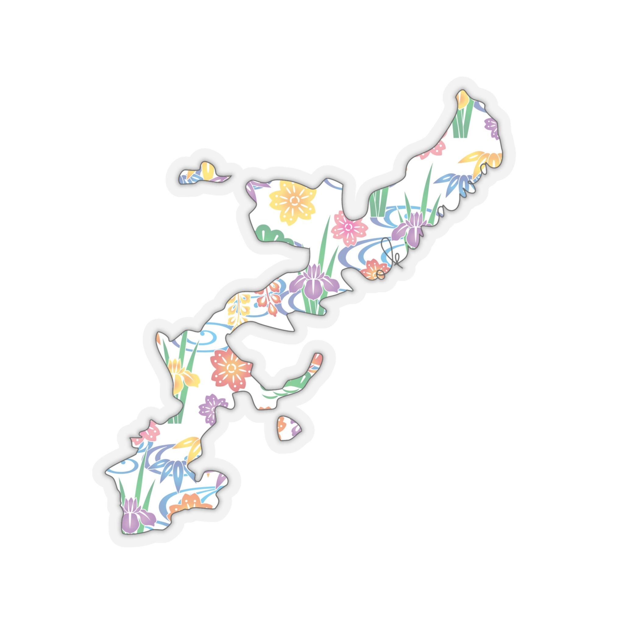 Okinawa Island Outline With Bingata Print Inlay Vinyl Sticker - Etsy