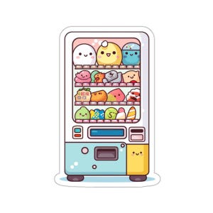 Kawaii Japanese Vending Machine Vinyl Sticker - Cute and Quirky Japanese Culture - Laptop, Water ...