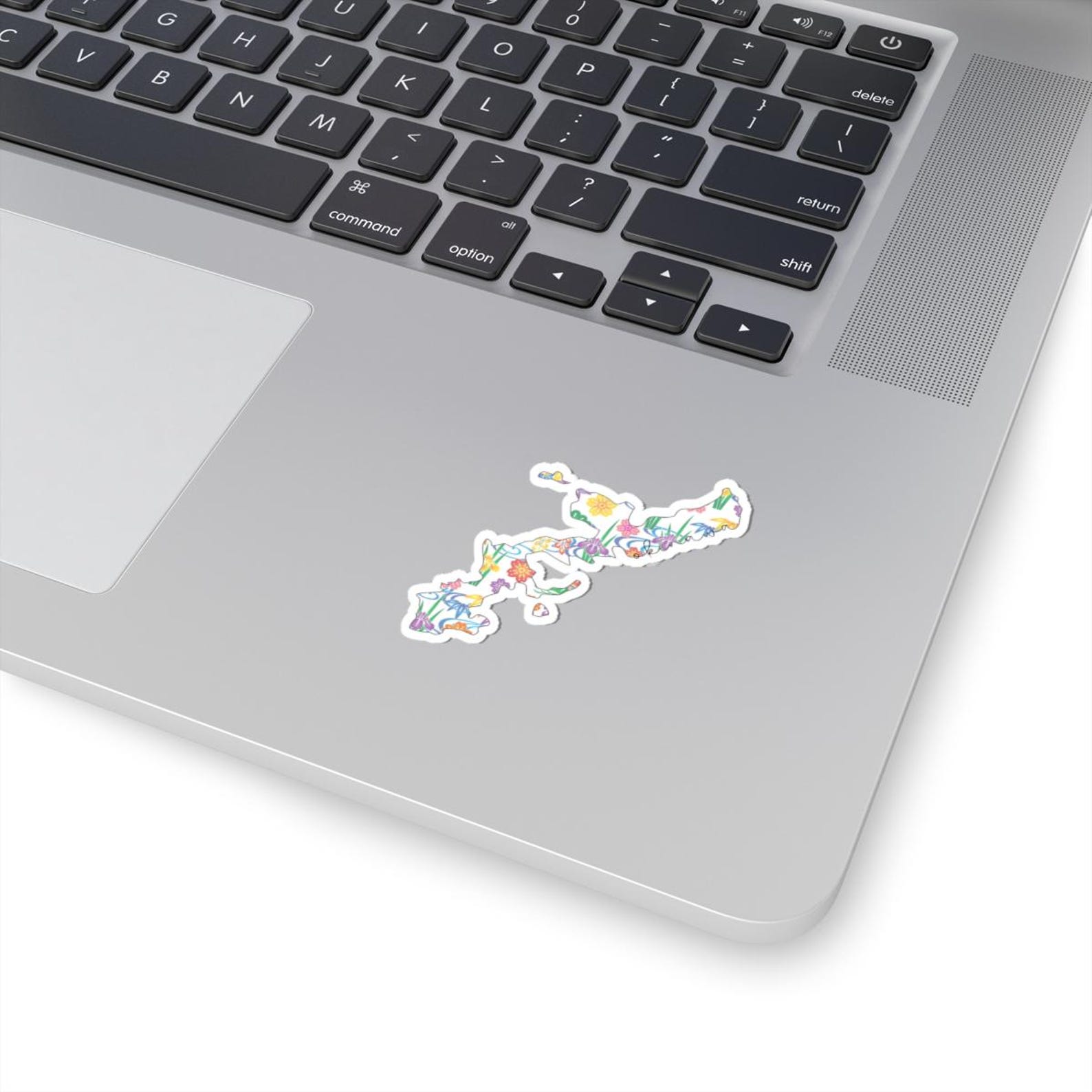 Okinawa Island Outline With Bingata Print Inlay Vinyl Sticker - Laptop ...