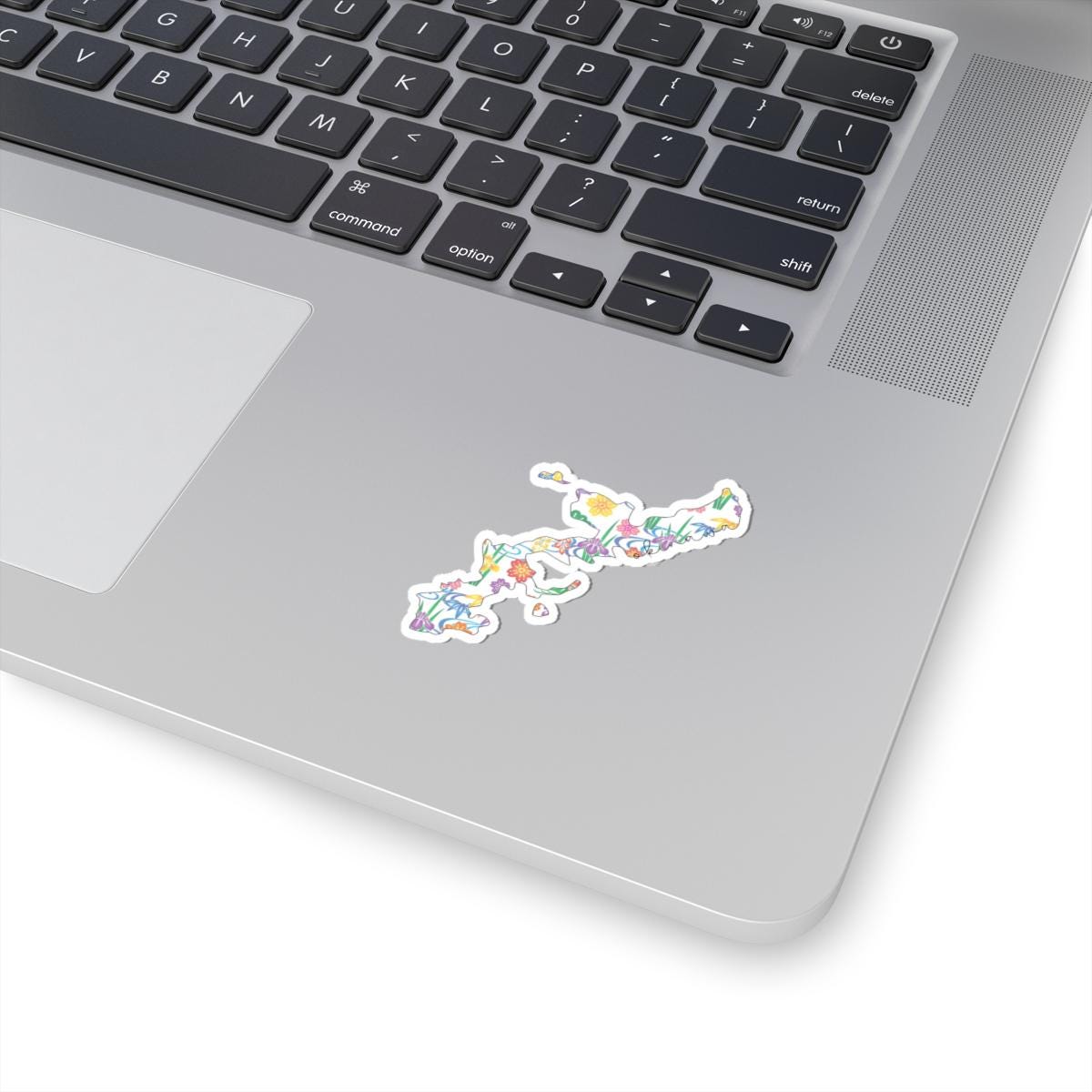 Okinawa Island Outline With Bingata Print Inlay Vinyl Sticker - Laptop ...