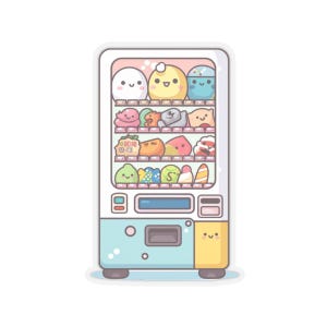 Kawaii Japanese Vending Machine Vinyl Sticker - Cute and Quirky Japanese Culture - Laptop, Water ...