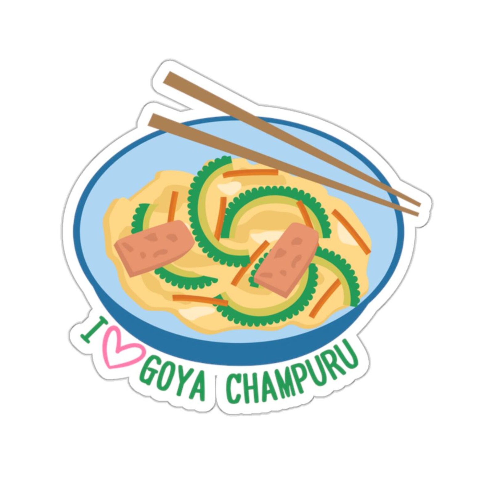 Goya Champuru Love Vinyl Sticker - I Love Goya Champuru English ...