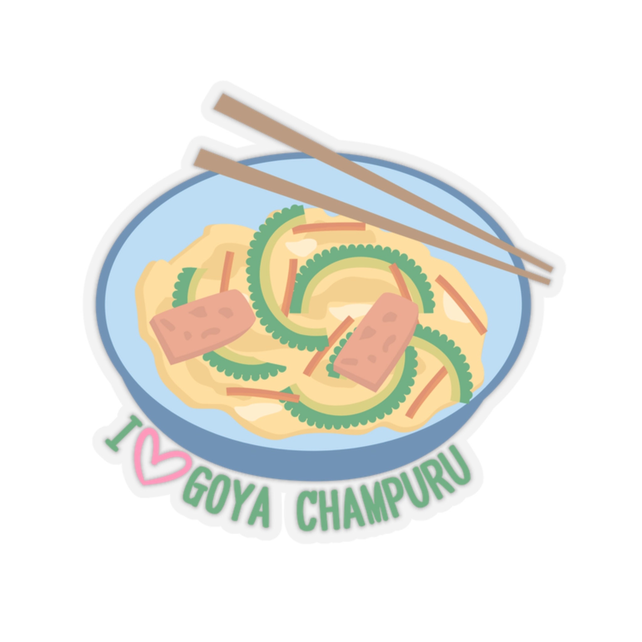 Goya Champuru Love Vinyl Sticker I Love Goya Champuru English Okinawan ...