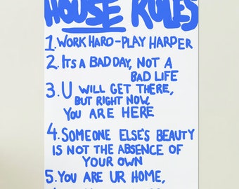 Printable HOUSE RULES, House Rules Art Print, Digital Art Print - Etsy