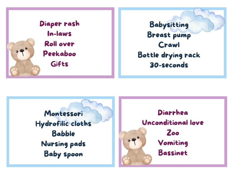 30-SECONDS Babyshower Game - 50 Cards - Fun - Blue and Pink - Boy and ...