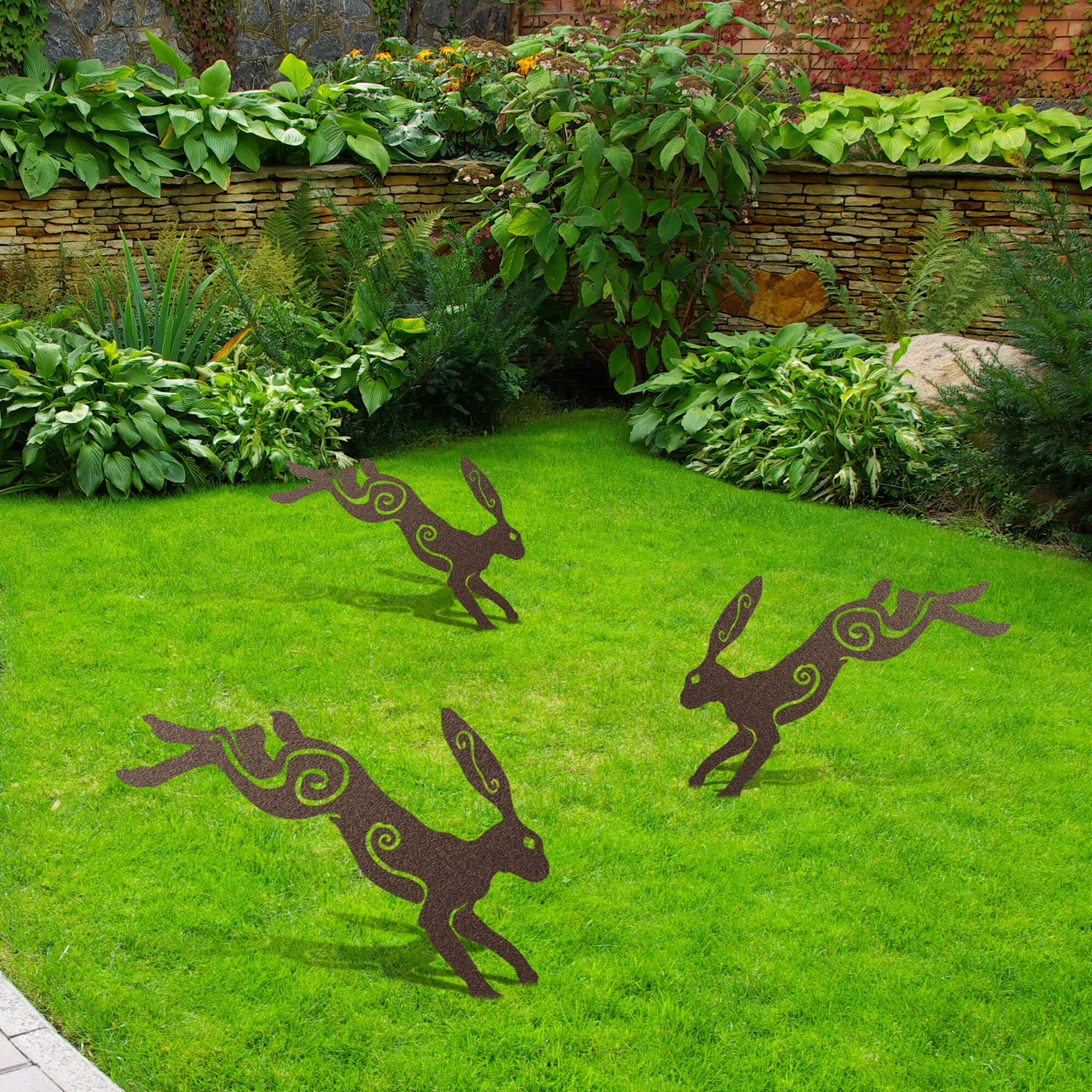 Rabbit Metal Garden Sign Rusty Metal Rabbit Art Rusted Metal Garden ...