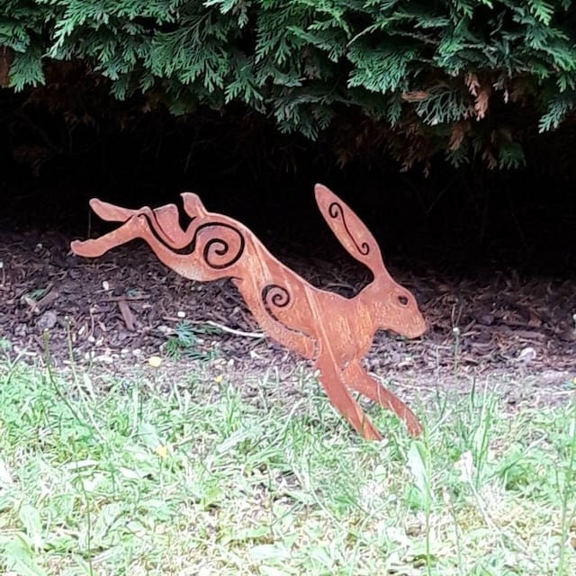 Rabbit Metal Garden Sign Rusty Metal Rabbit Art Rusted Metal Garden ...