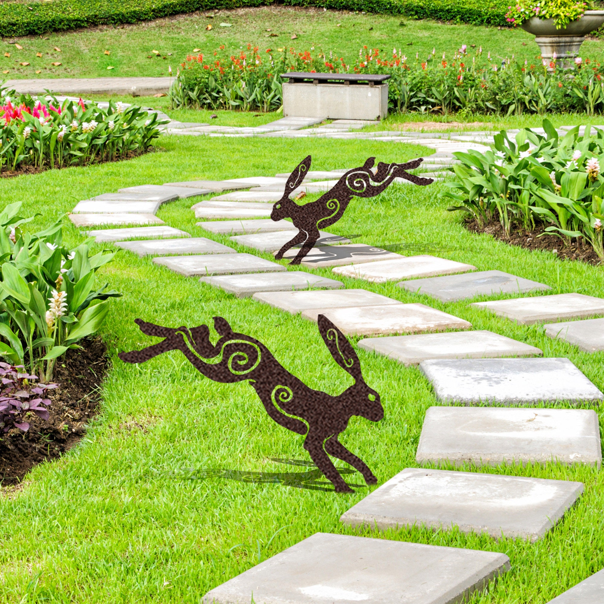 Rabbit Metal Garden Sign Rusty Metal Rabbit Art Rusted Metal Garden ...