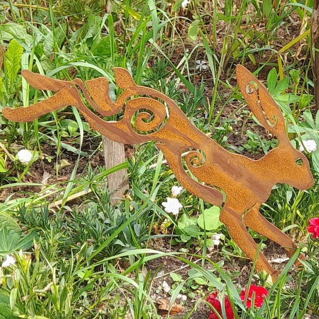 Rabbit Metal Garden Sign Rusty Metal Rabbit Art Rusted Metal Garden ...