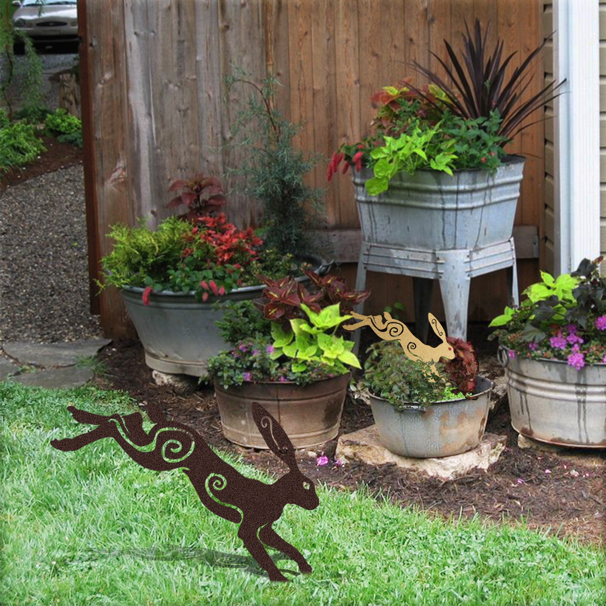 Rabbit Metal Garden Sign Rusty Metal Rabbit Art Rusted Metal Garden ...