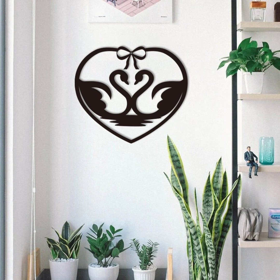 Metal A Pair of Swan Wall Decor, Swan Wall Hanging Decor, Metal Swan ...