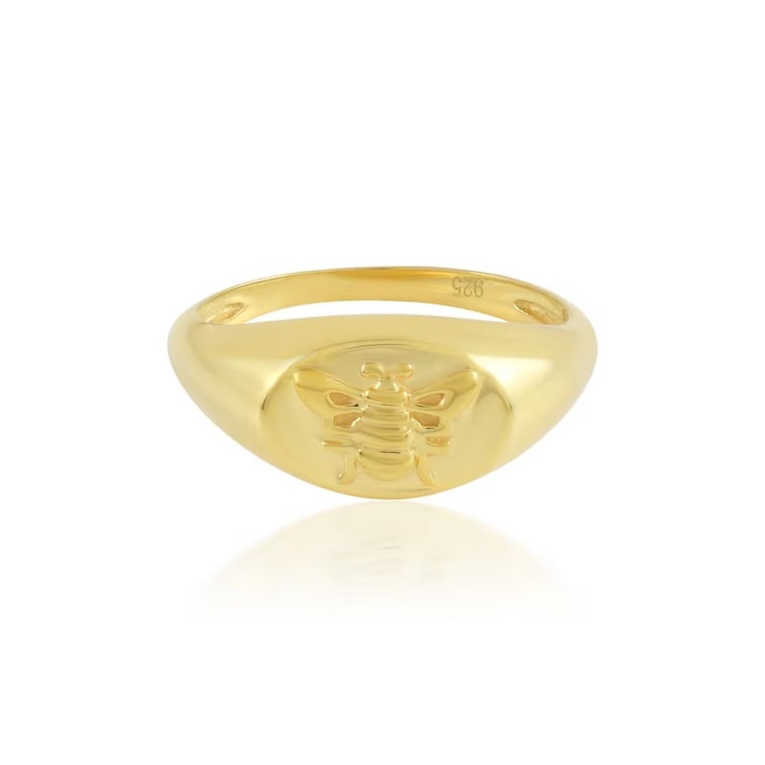 Honey Bee Signet Ring - Queen Bee Ring - Daisy Signet Ring - Dainty ...