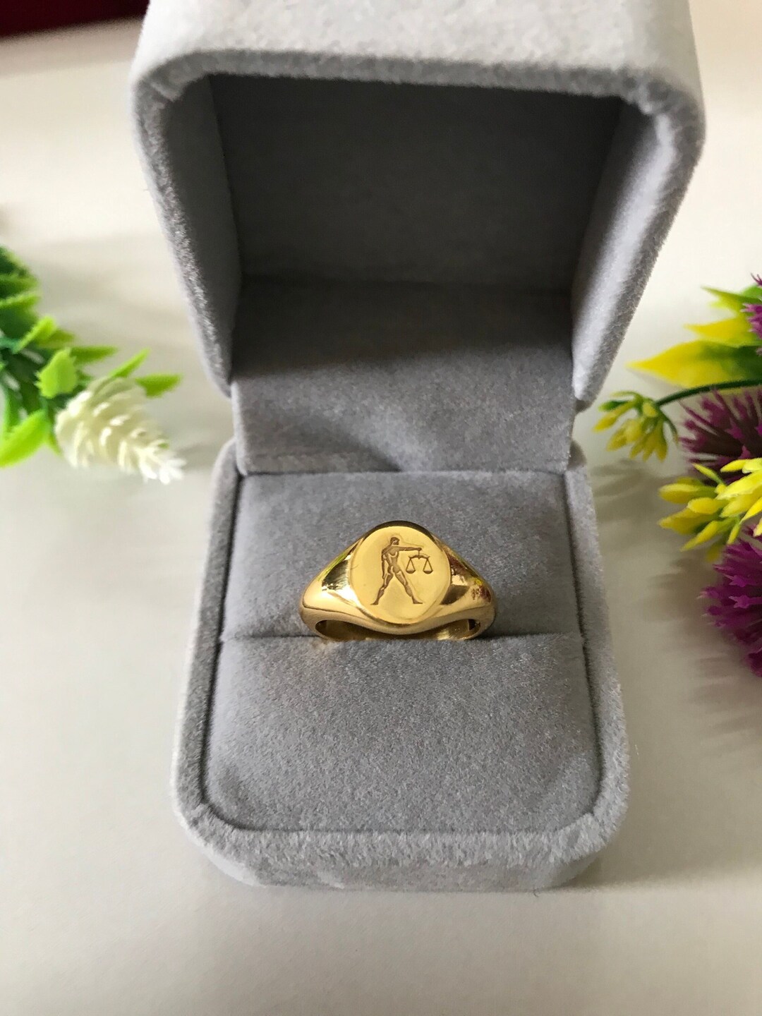 Zodiac Sign Signet Ring, Zodiac Ring, Custom Horoscope Ring ...