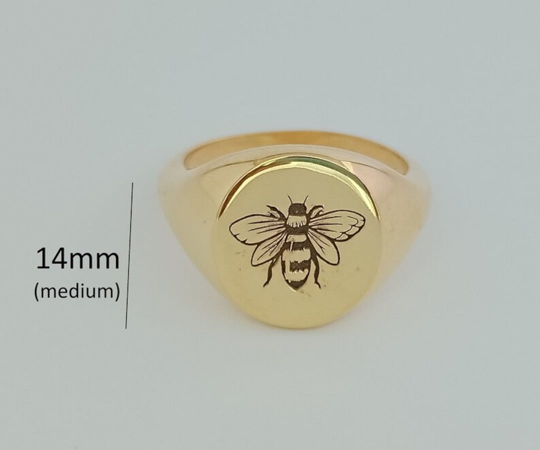 Bee Signet Ring - Bold Statement Signet Ring - Personalized Signet Ring ...