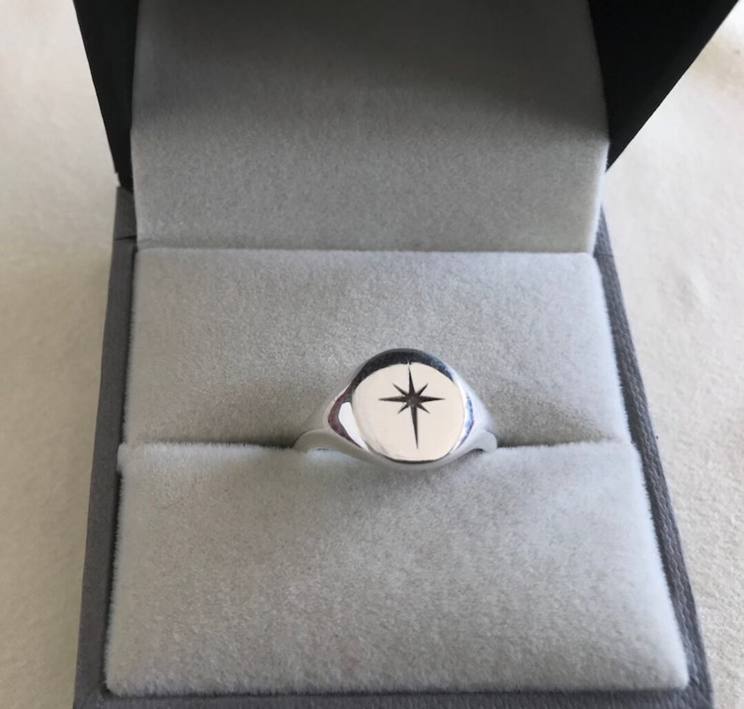 Starburst Signet Ring - Celestial Signet Ring - North Star Ring ...