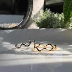 Handmade Ripple Stacking Ring | Squiggle Ring | Wavy Plain Ring | Curved Simple Ring | 925 ...