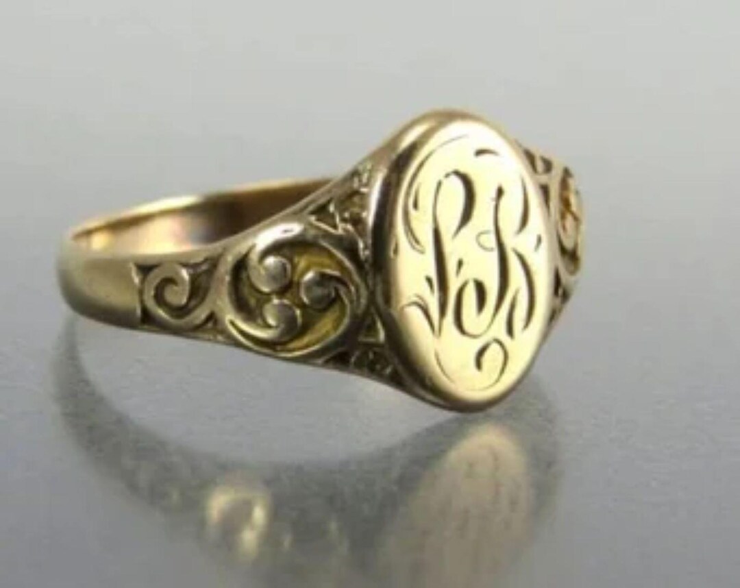925 Sterling Silver Art Deco Signet Ring - Monogram Signet Ring ...