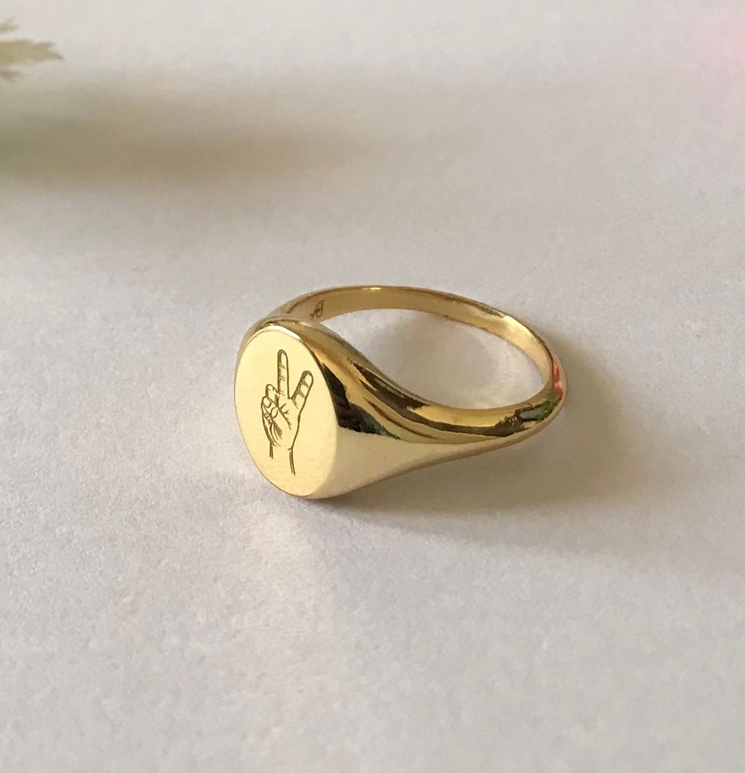 Peace Sign Two-finger Hand Gesture Ring, Peace Symbol Ring ...