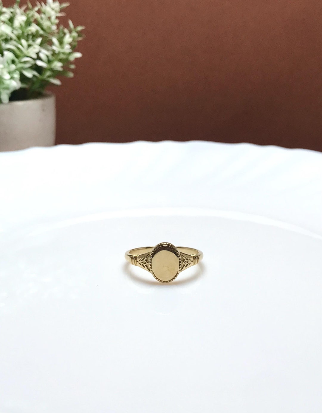 Pinky Initial Rings for Women • Sterling Silver Custom Oval Dainty Ring ...