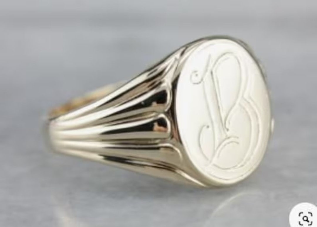 Monogram Signet Ring - Art Deco Signet Ring - Initial Signet Ring ...