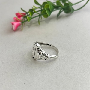 925 Sterling Silver Art Deco Signet Ring - Monogram Signet Ring ...