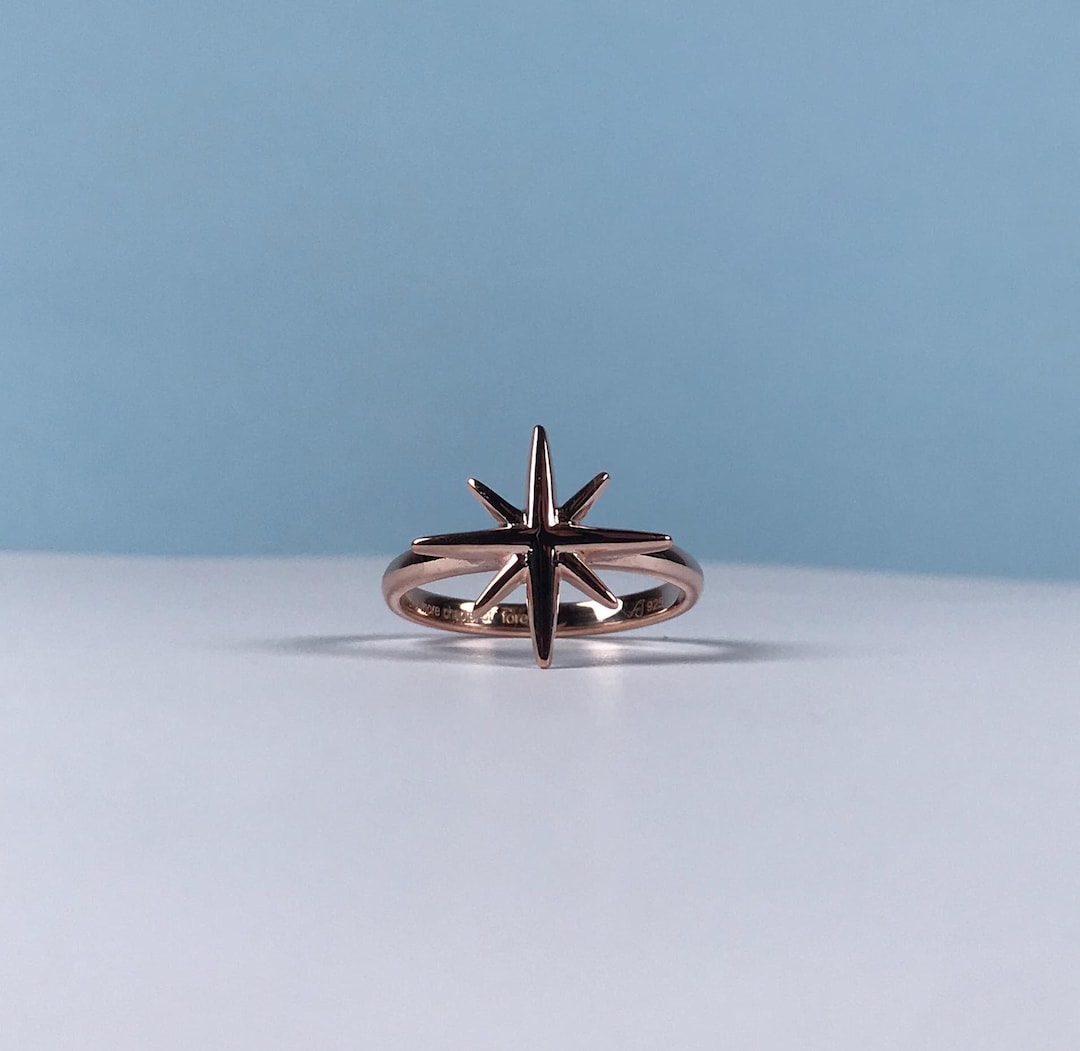 Gold North Star Ring, Nautical Star Ring, Starburst Ring, Polar Star ...
