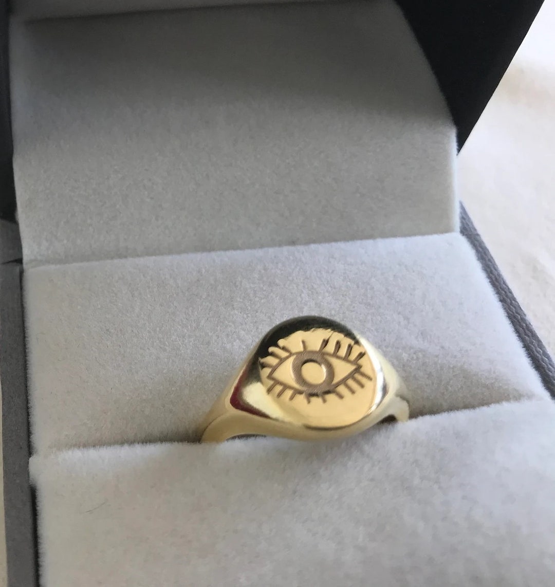 Evil Eye Signet Ring Personalize Signet Ring Engraved Signet Ring ...