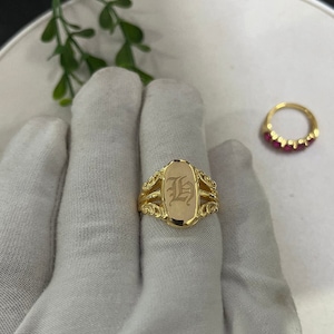 Monogram Signet Ring - Bold Long Oval Initial Signet Ring - Initial ...