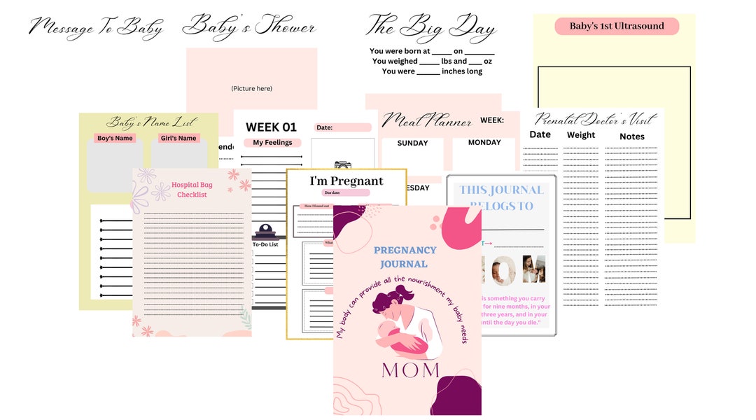 Digital Planner, Printable Pregnancy Journal, Bump to Baby, Digital ...