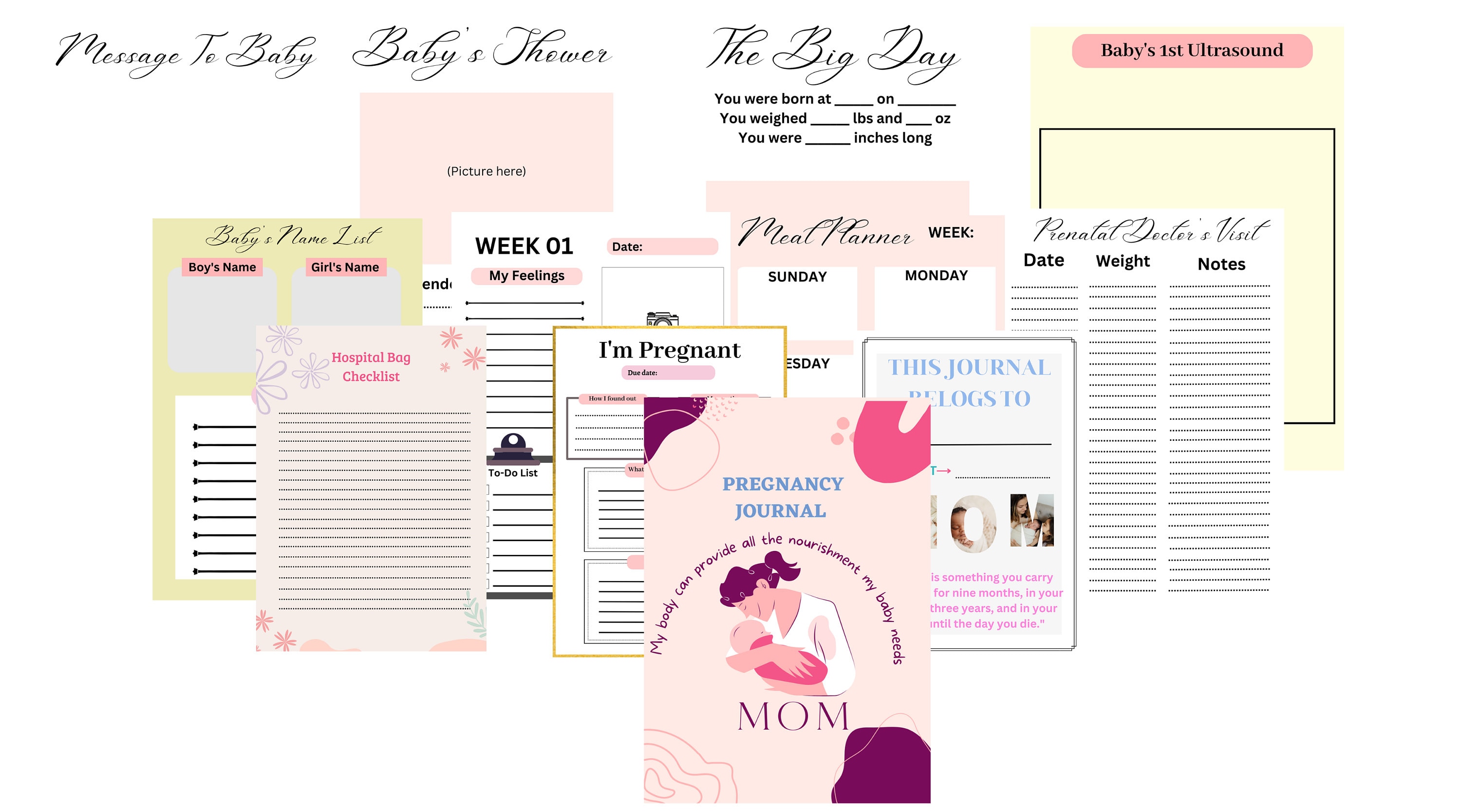 Digital Planner Printable Pregnancy Journal Bump to Baby - Etsy