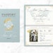 Passport Wedding Invitation & Boarding Pass Bundle blue/gold Editable ...